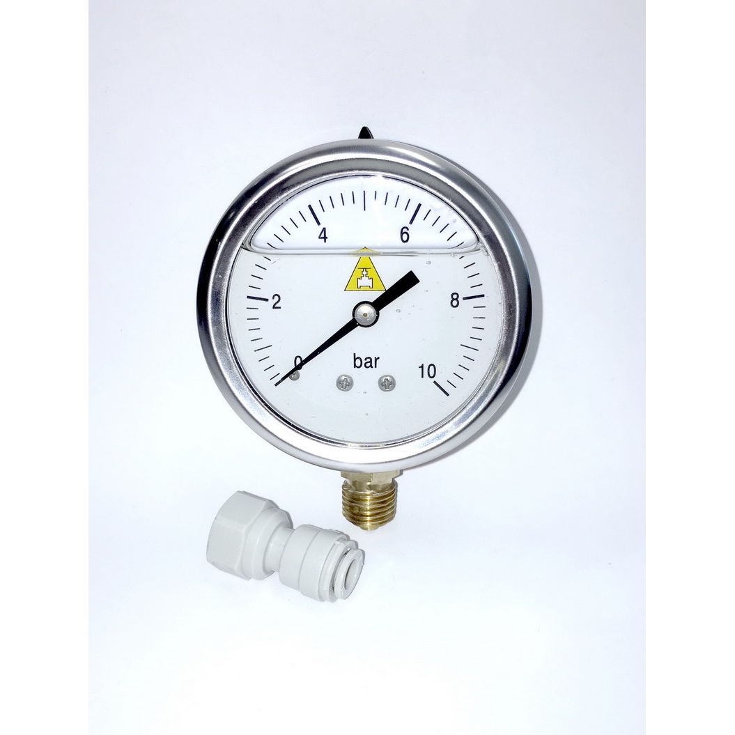 Μανόμετρο γλυκερίνης Φ63mm με σύνδεσμο 1/4'' για μέτρηση πίεσης νερού